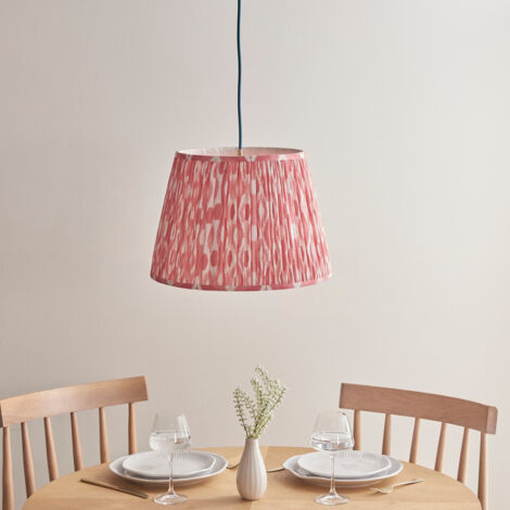Endon Eltham Suspension Flex bleue en laiton vieilli brossé avec abat-jour en tissu Ikat rose ...