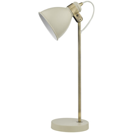 DAR FREDERICK - Lampe de table Task Task, crème brillante, laiton antique