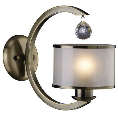 Inspired Lincoln Applique E27 Laiton Antique/Verre/Cristal