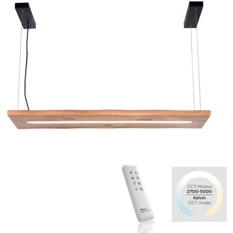 Paul Neuhaus Palma Plafonnier suspendu en bois naturel, 1 LED 23 W, intensité variable, 2 700-5 ...