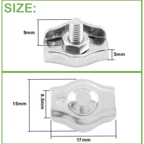 24 abrazaderas para cables de acero inoxidable, abrazaderas para cables de acero M3, abrazaderas ...