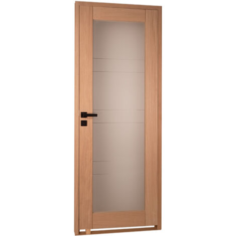 Bloc porte bois Cassiopéia 730 droit 1 vitrage durci incassable chêne ...