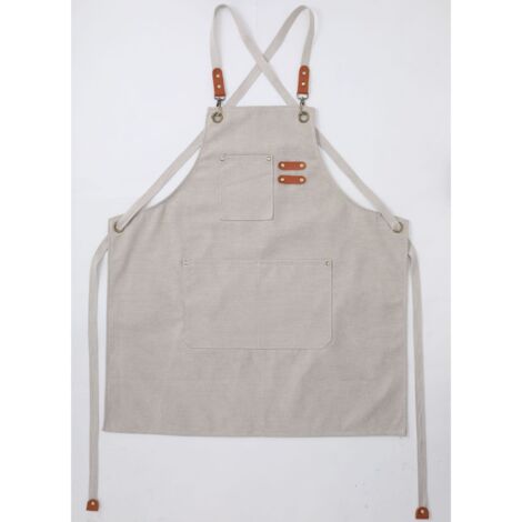 Delantal de cocina para hombre (beige), de lona, con 3 bolsillos ...