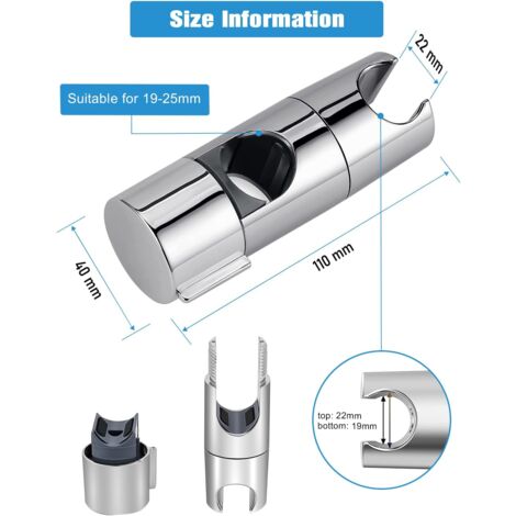 CCYKXA Soporte de ducha CCYKXA, ajustable de 19 a 25 mm con barra deslizante, sin perforaciones ...