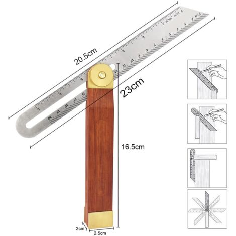CCYKXA Escuadra de carpintero , escuadra en T de 200 mm, escuadra de ...