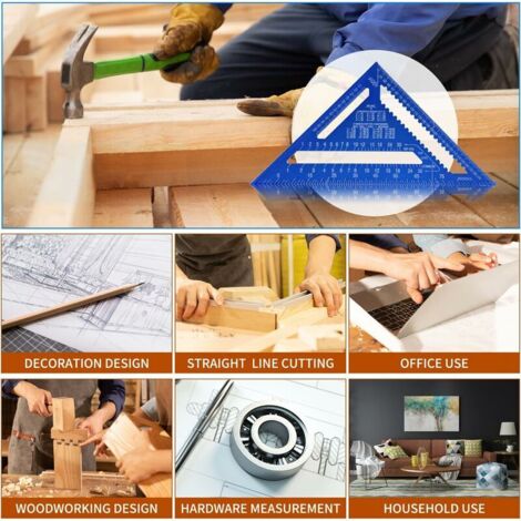 Ahlsen MULTIFUNCIÓN Escuadra de carpintero 180 mm Regla de aluminio y ...