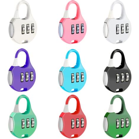 Ahlsen Candado de combinación de 9 piezas, colores surtidos, resistente al agua y al óxido ...
