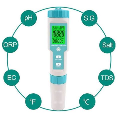 Probador de salinidad para piscinas, pH y salinidad del agua salada, probador Digital 7 en 1 ...
