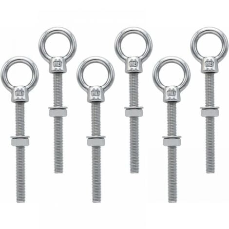 6 piezas, perno de argolla M8 x 80 mm, tornillo de anillo M8 con rosca ...