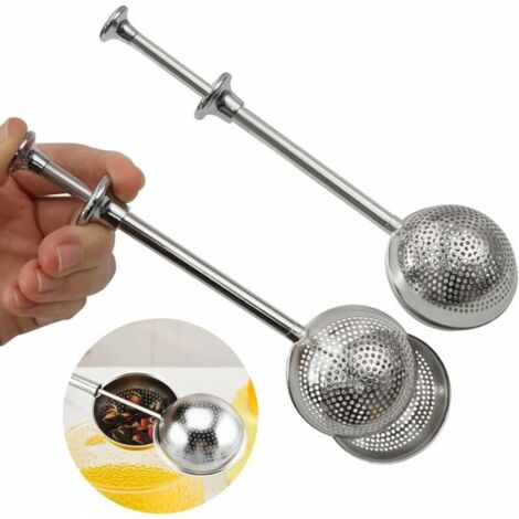 Paquete de 2 infusores de té de acero inoxidable con mango prensado ...