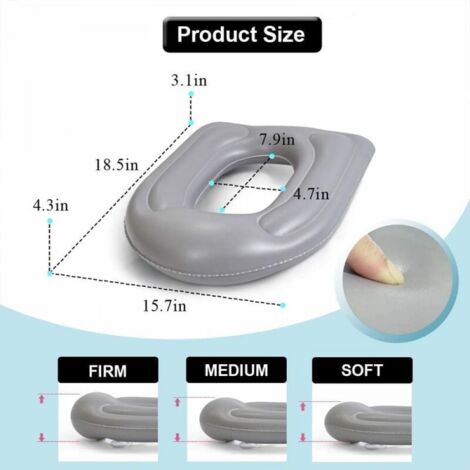 Cojín inflable para asiento de inodoro, cojín elevado en forma de dona ...