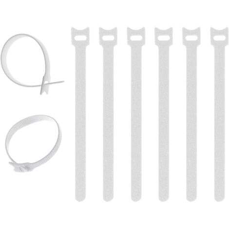 Paquete de 100 bridas de velcro reutilizables blancas con gancho y ...