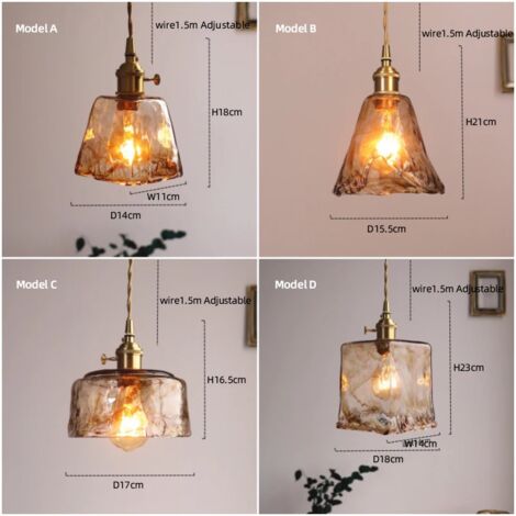 Typ A - Vintage-Stil 4 W LED warmes Licht Bernstein Glas Pendelleuchte ...