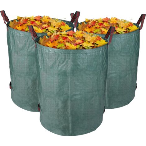 Set di 3 sacchi da giardino da 300 litri, pieghevoli e riutilizzabili ...