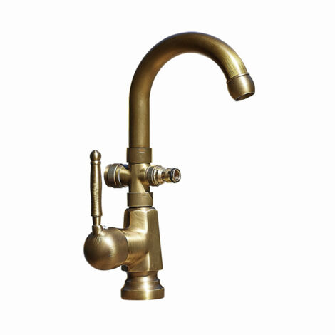 Rubinetto per lavabo antico completamente in rame, rubinetto ...