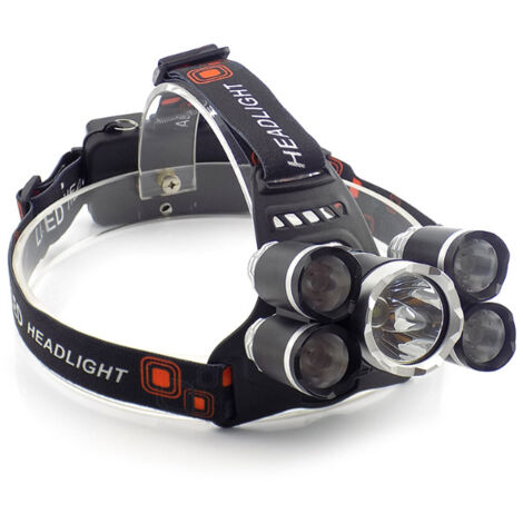 Linterna frontal LED recargable con zoom para pesca, caza, camping