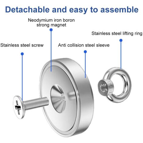 Potente imán de neodimio con tuerca de anillo – Ø 70 mm, fuerza de ...
