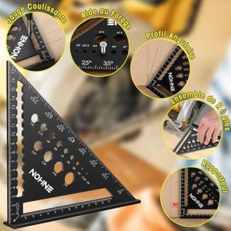 Escuadra de carpintero multifunción de 180 mm [lápiz de construcción ...