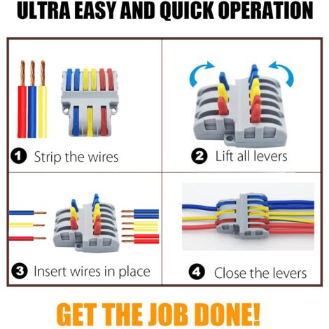 Terminales de conexión, 6 piezas, conector eléctrico rápido, conectores ...