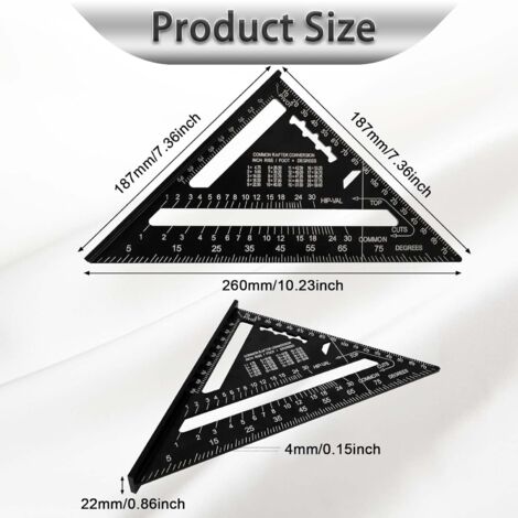Escuadra de carpintero CSPARKV de 180 mm, transportador de ángulos ...