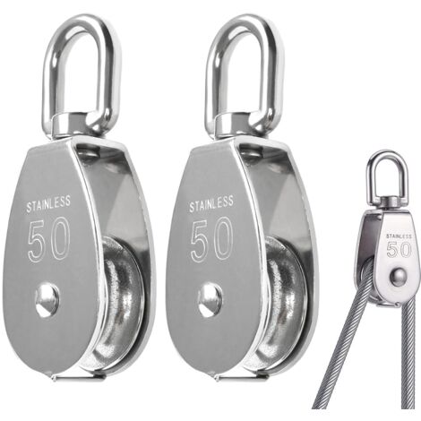 CSPARKV - 2 poleas simples de acero inoxidable M50/400 kg, poleas de ...