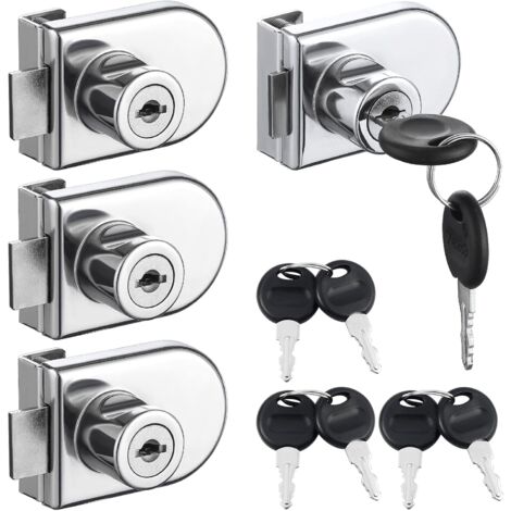Glass cabinet door lock without open hole, single opening glass lock, open