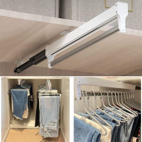 Extendable clothes rail with hanger extension, adjustable telescopic ...