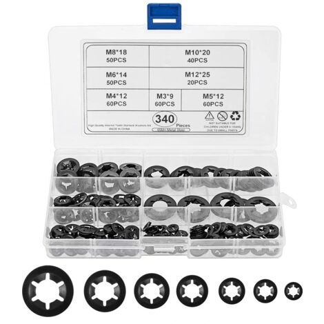 340pcs Lock Rings, Lock Washers, Inner Notch Retaining Rings, Quick ...