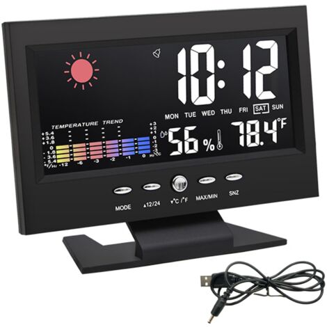 Indoor Outdoor Weather Station Digital Color Display Weather Clock with ...