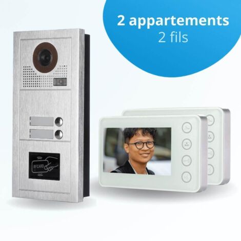 Portier interphone vidéo MODERN 2 Fils - 2 appartements - 2 écrans ...