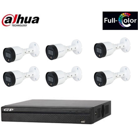 KIT VIDEOSORVEGLIANZA IP POE 2 MPX DAHUA 6 TELECAMERE FULL COLOR