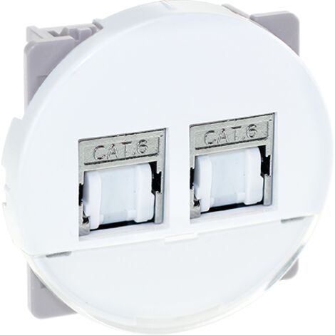 Doppelter RJ45 Multimedia-Steckdose STP Cat6 Grade 3 - COMETE Weiß