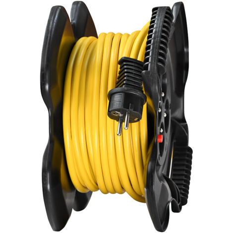 Kompakter Kabelaufroller X-GUM mit 3 Steckdosen und Klappdeckeln, 2 USB ...
