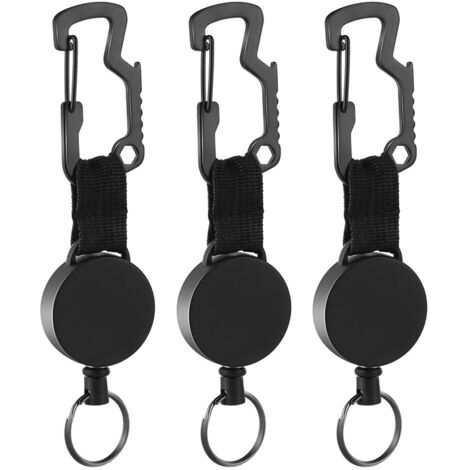 Sollbry 3pcs Retractable Key Chain Reel Heavy Duty Badge Holder with 63 ...