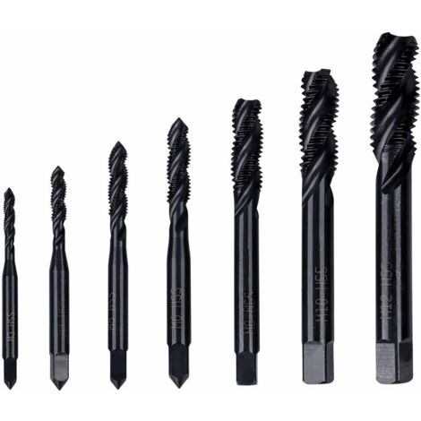 Sollbry 7PCS Nitride Spiral Thread Taps M3 M4 M5 M6 M8 M10 M12 Metric ...