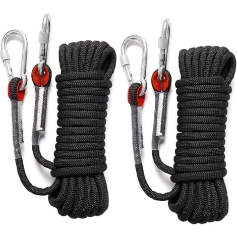 Sollbry Pack 10M Climbing Rope, 10mm Static Climbing Rope with Carabiners, Escape Rope Rescue ...