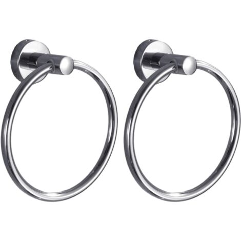 Sollbry Pack Stainless Steel Bath Towel Hanging Rings, Metal Towel Holder, Bathroom Wall Hooks ...