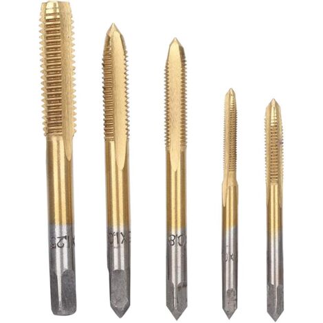 Sollbry 5PC Hand Tap Set (M3 M4 M5 M6 M8) (Titanium Plating)