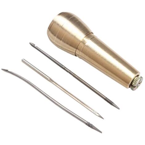 Sollbry 2pcs Copper Leather Shoe Repair Punch Set - Wooden Handle ...