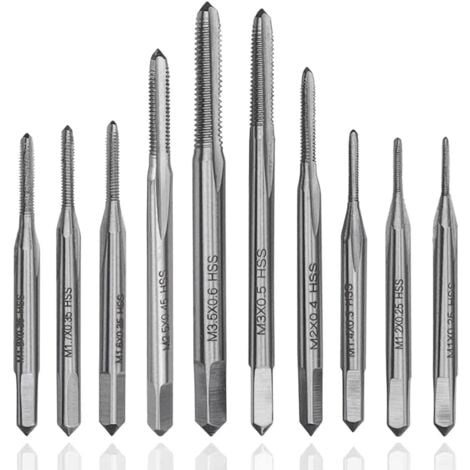 Sollbry 10pcs HSS Mini Metric Taps Set, M1-M3.5 Machine Taps Threading ...