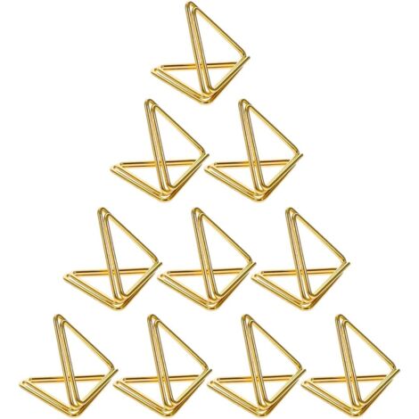 Sollbry Photo Holder Clips, 24pcs Triangle Shape Memo Clip Gold Table ...