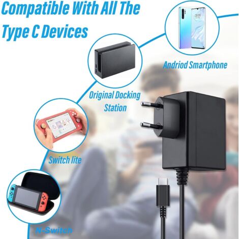 Sollbry Power Adapter for Nintendo/Switch OLED/Lite,Support TV Mode Fast Charger USB Type C ...
