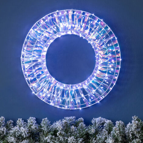 Iridescent White LED Christmas Wreath