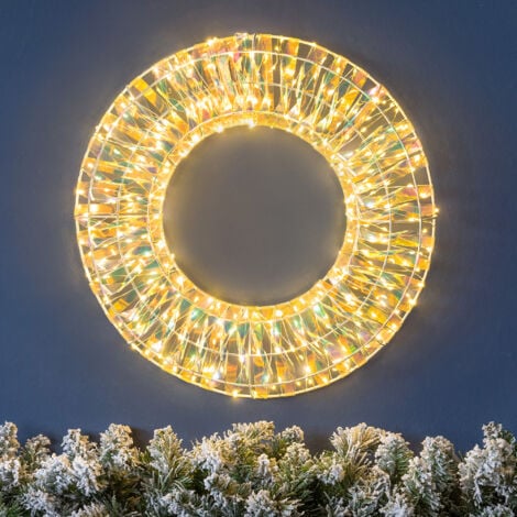 Iridescent Warm White LED Christmas Wreath