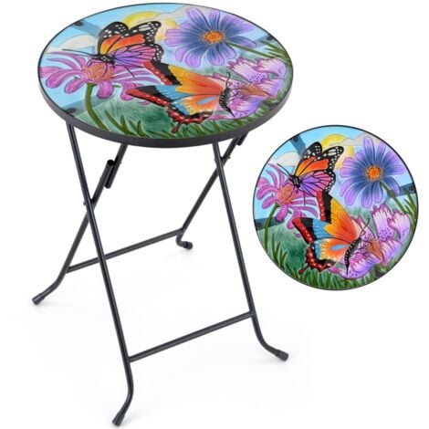 Glass Butterfly Garden Table