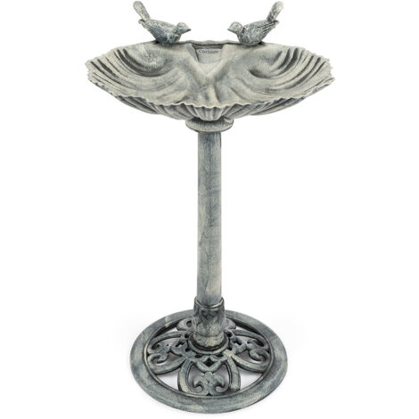 Clam Shell Bird Bath - Grey