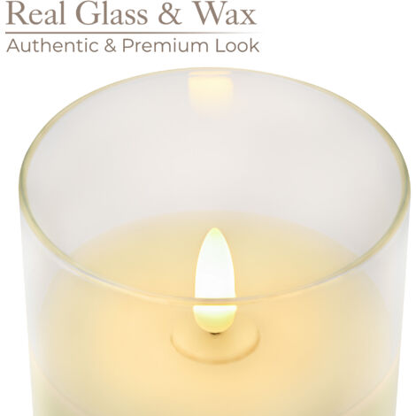 Glass Flickering LED Candles With Remote Control - Clear Glass