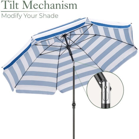 Striped Beach Parasol - Blue - Striped