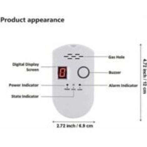 Gasdetektor, LPG/Erdgas/Kohlegas-Lecksucher, Plug-in-Sensormonitor mit ...