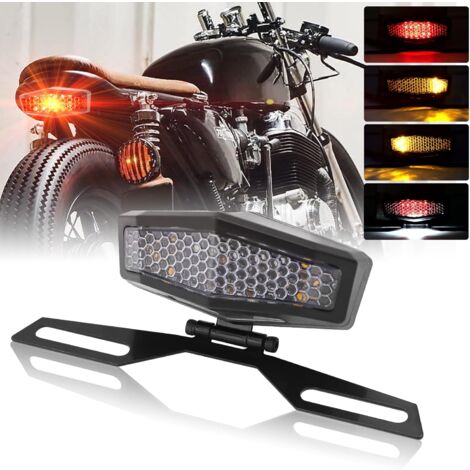 LED-Motorrad-Rücklicht mit Kennzeichenlampenhalterung, integrierte ...